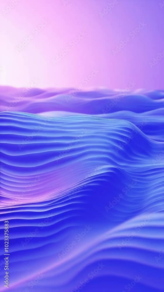 A soft sine wave pattern flows screen in various shades of blue and ...