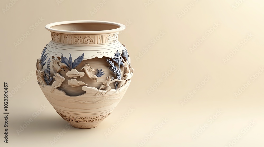 Detailed paper cut depiction of an ancient Greek vase with traditional ...