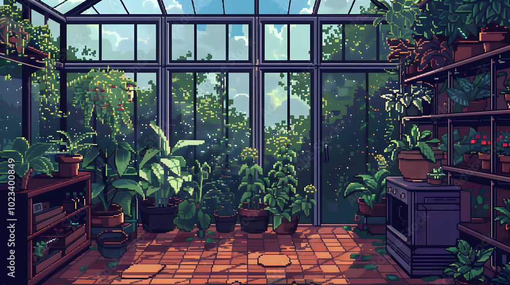 Crypto pixel greenhouse, 8-bit rare plants, digital gardening bots ...
