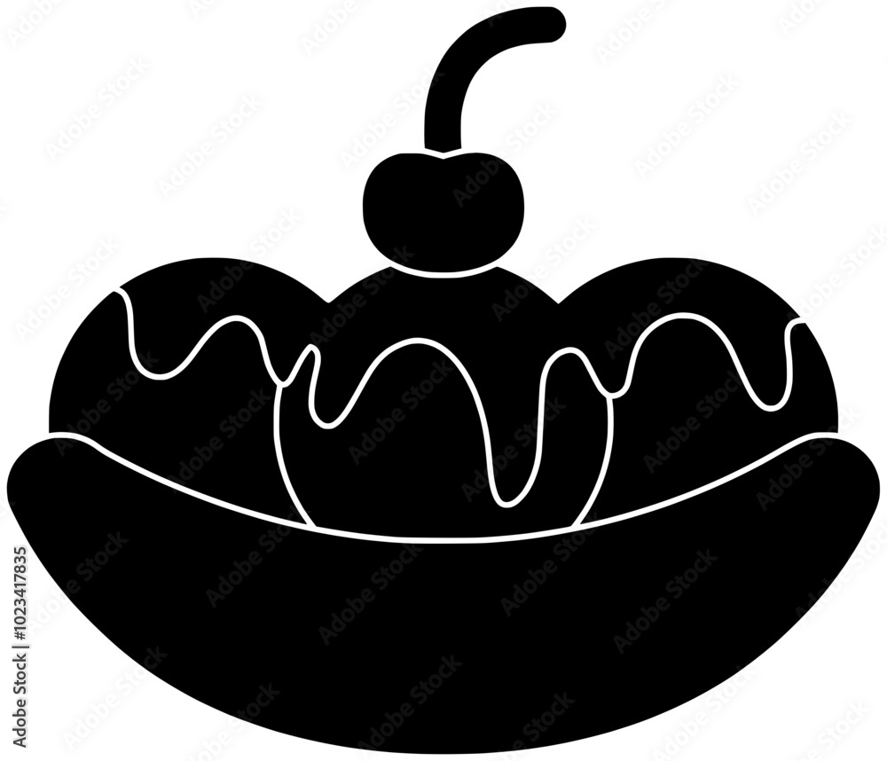 sundae illustration summer silhouette ice logo food icon dessert ...