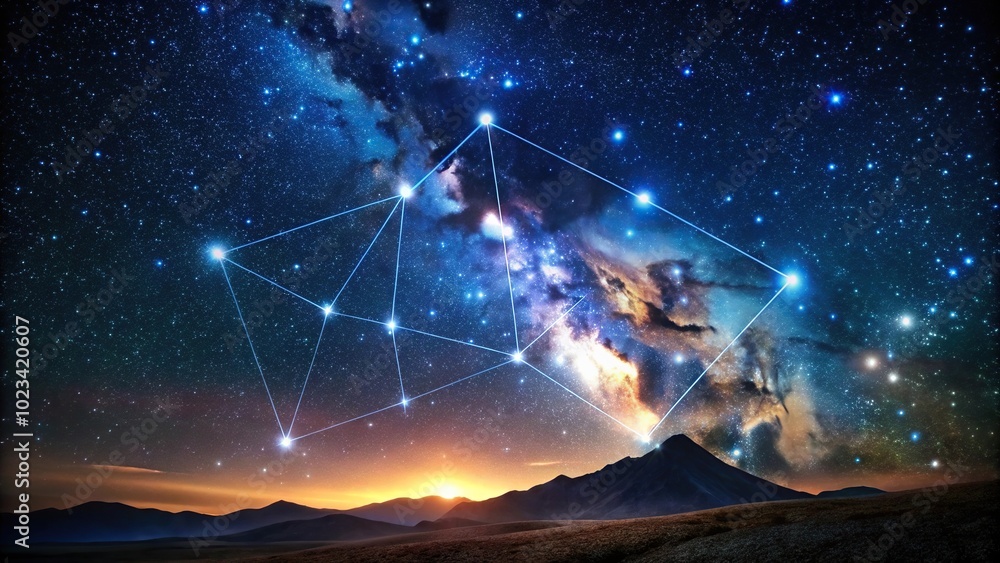 Guide to identifying summer triangle stars in the night sky Stock ...