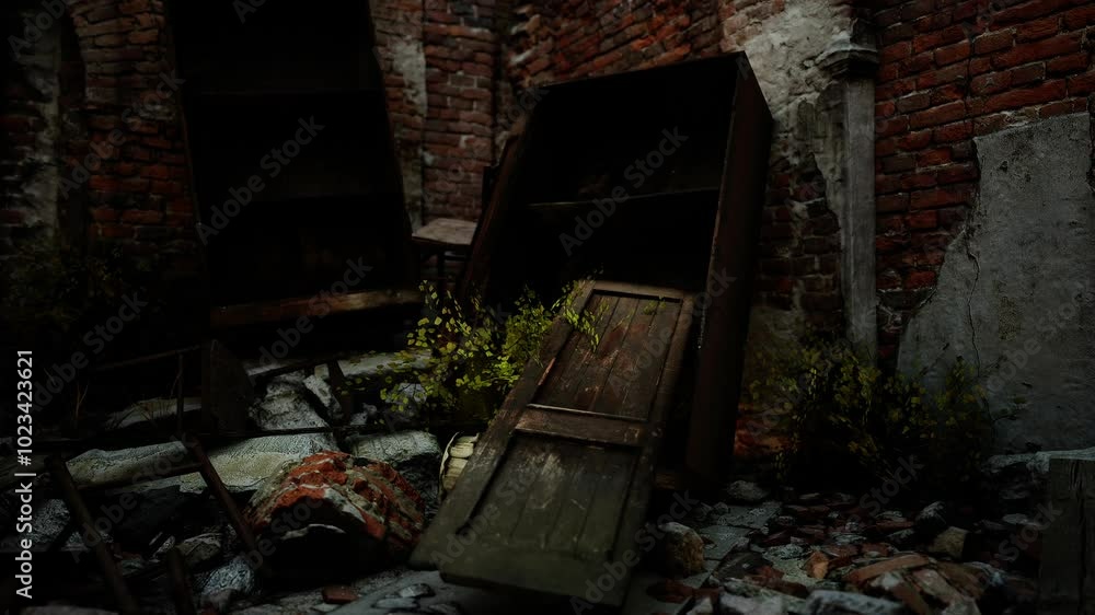 The remains of a once grand European mansion reveal crumbling walls and ...