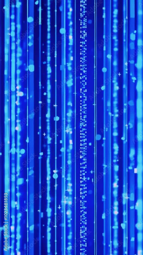Thin glowing royal blue vertical lines cascade rainfall, mimicking ...