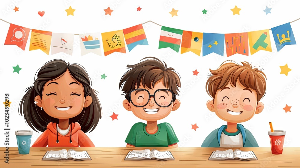 language learning banner background, learn foreign language online ...