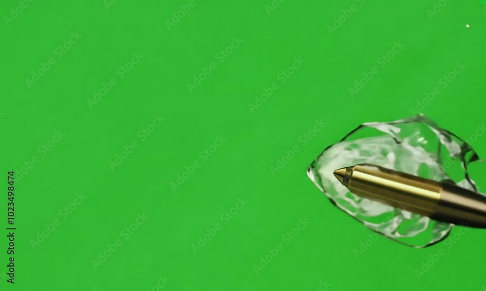 A bullet flying in slow motion, creating air ripples as it moves, on a ...