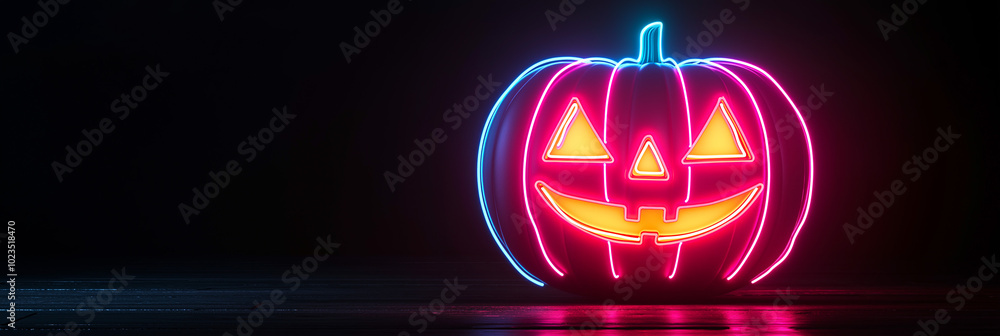 Retro Neon Tube Glow Jack o'Lantern Pumpkin, High Tech Cyber UV Light X ...