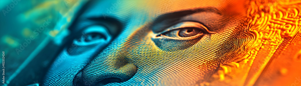 Macro View of 3D Printed Currency Concept: Close Up of Newly Minted ...