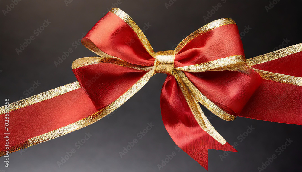 Beautiful red and gold bow with ribbon perfect for gift wrapping during ...