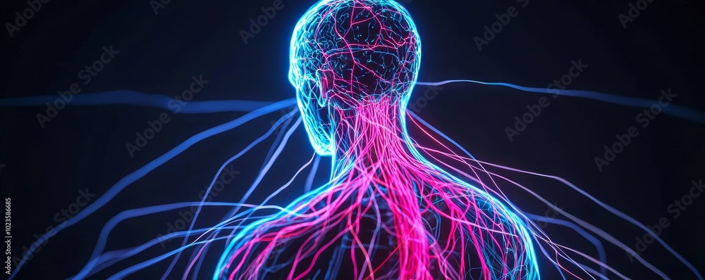 A colorful representation of the body's muscles contracting and ...