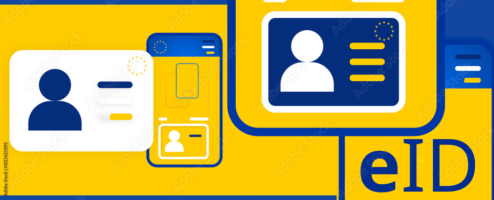 abstract of the eID of the European Union as digital app on your ...