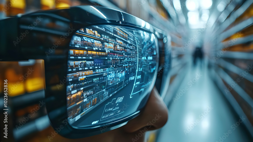 3D Futuristic Close-Up of Augmented Reality in Retail Shopping with AR ...