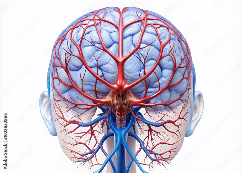 Anatomical illustration of the Circle of Willis, a vital cerebral blood ...