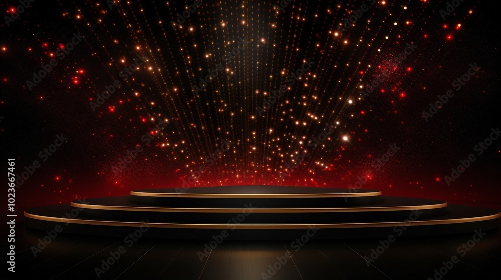 Luxury gold and black podium on a glowing background, ideal for an ...
