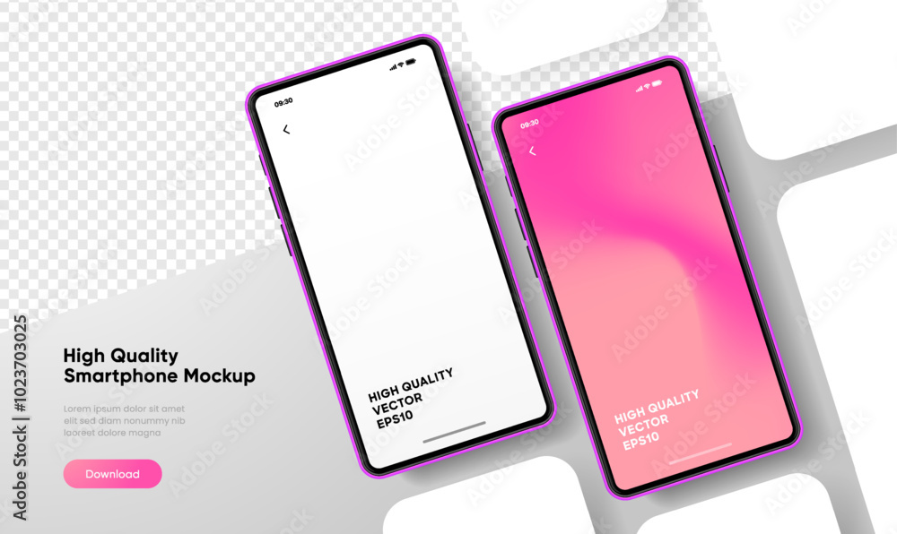 Realistic smartphone mockup. Mobile phone vector with isolated on white ...