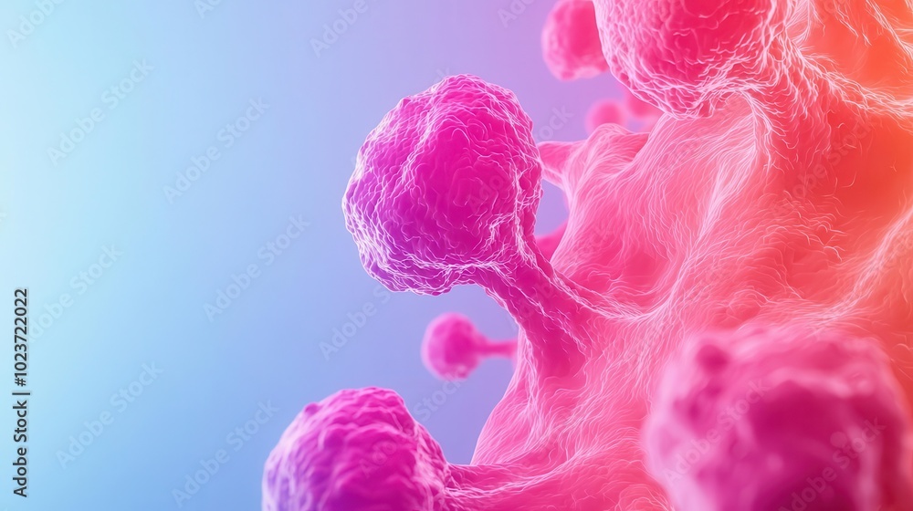 Abstract visualization of cancer cells multiplying in bone tissue ...