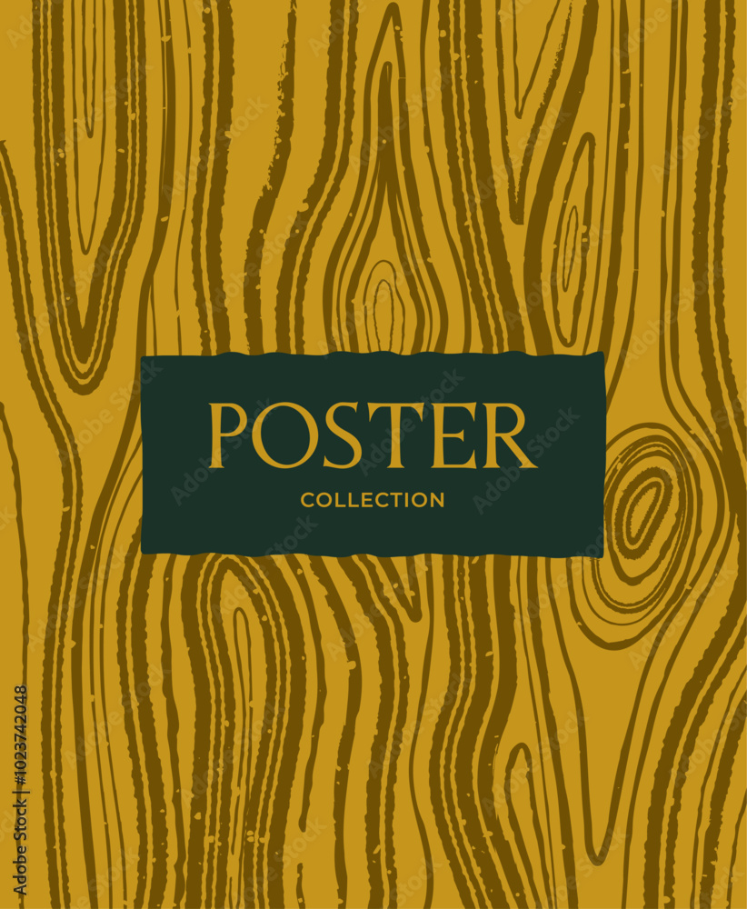 Wooden texture poster. Stylish retro flyer with realistic wood texture ...
