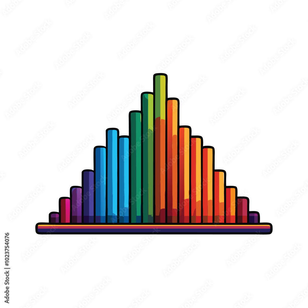 Create a realistic vector illustration of a histogram with bars ...