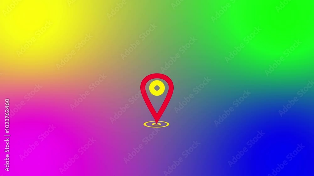 GPS Location select point animation. Location icon rad and yellow ...