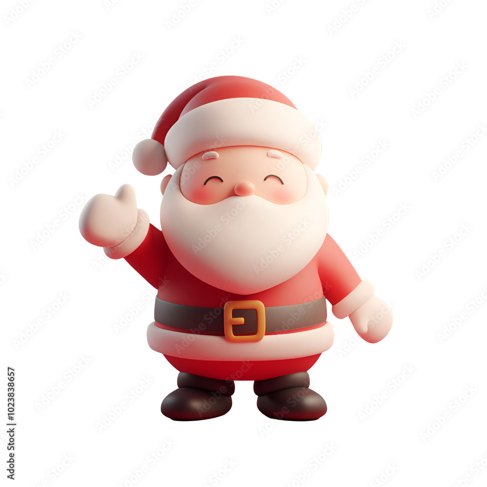 Cartoon Illustration of Happy Santa Claus Thumbs Up, 3D Render Christmas Character, Isolated on ...