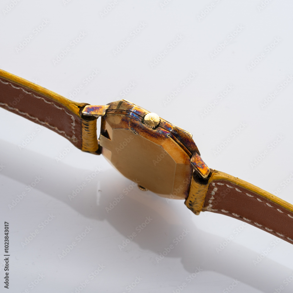 Side view of a Movado watch, dual time model, manual winding with dual ...