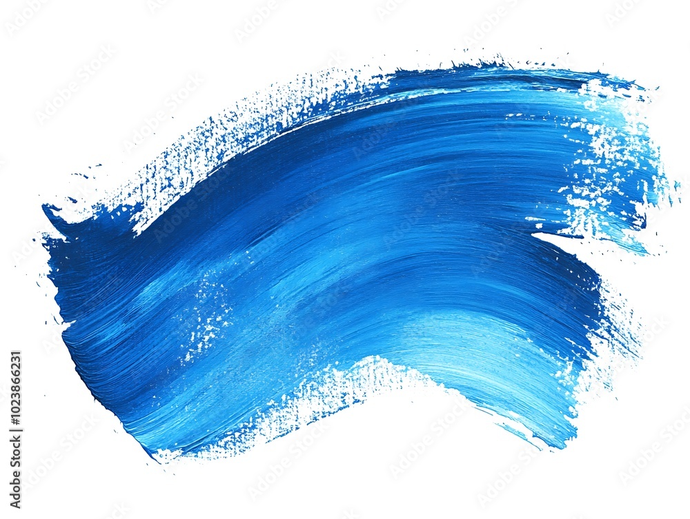 Blue brushstroke texture isolated on white background. Blue color pain ...