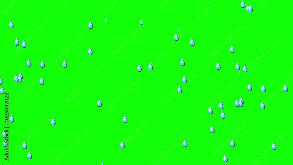 2d rain animation on green screen. Animated display of raindrops. Rain ...
