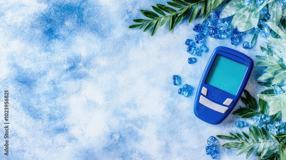 World diabetes day concept with glucometer and blue theme for awareness ...