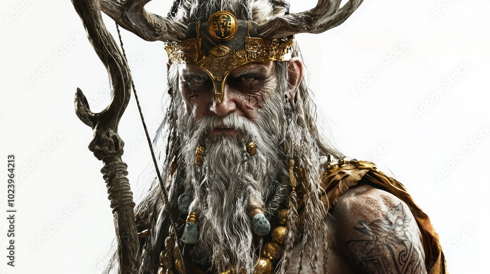 Scandinavian god Ve stands prominently showcasing his majestic features ...