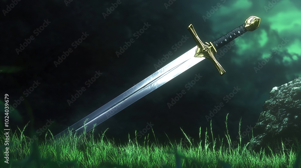 A detailed illustration of a traditional Claymore sword, featuring its ...