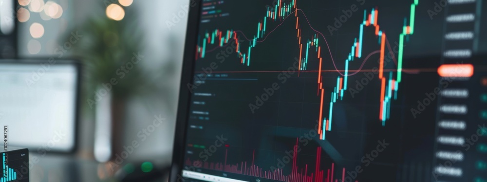 Minimalist Data Visualization on Computer Screen, showcasing sleek ...