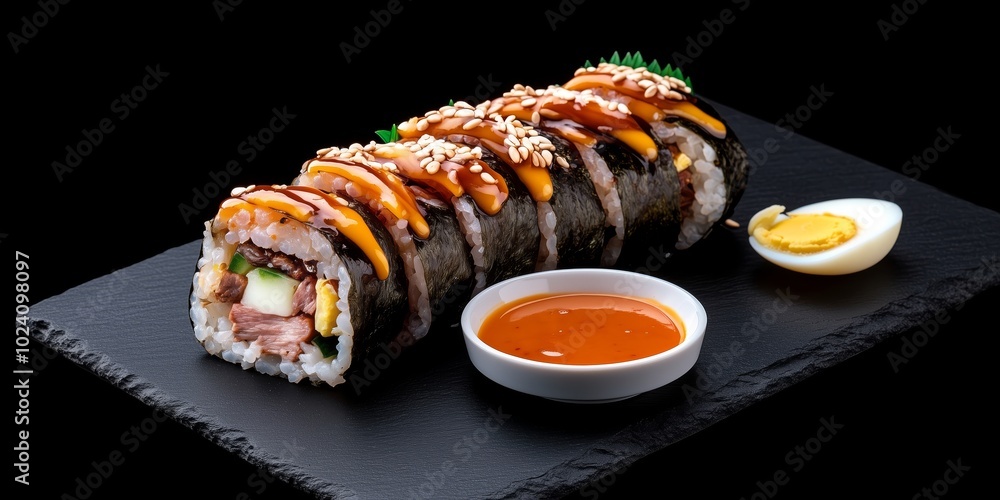 Delicious Korean kimbap roll filled with savory bulgogi, egg, and ...