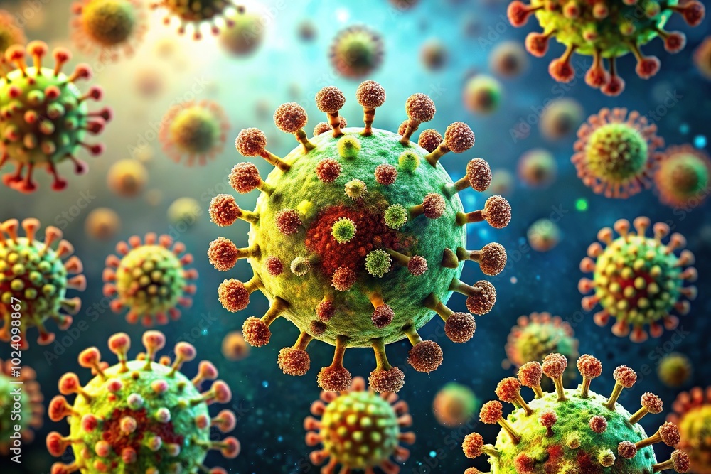 Intricate patterns of a microscopic virus spreading and multiplying ...