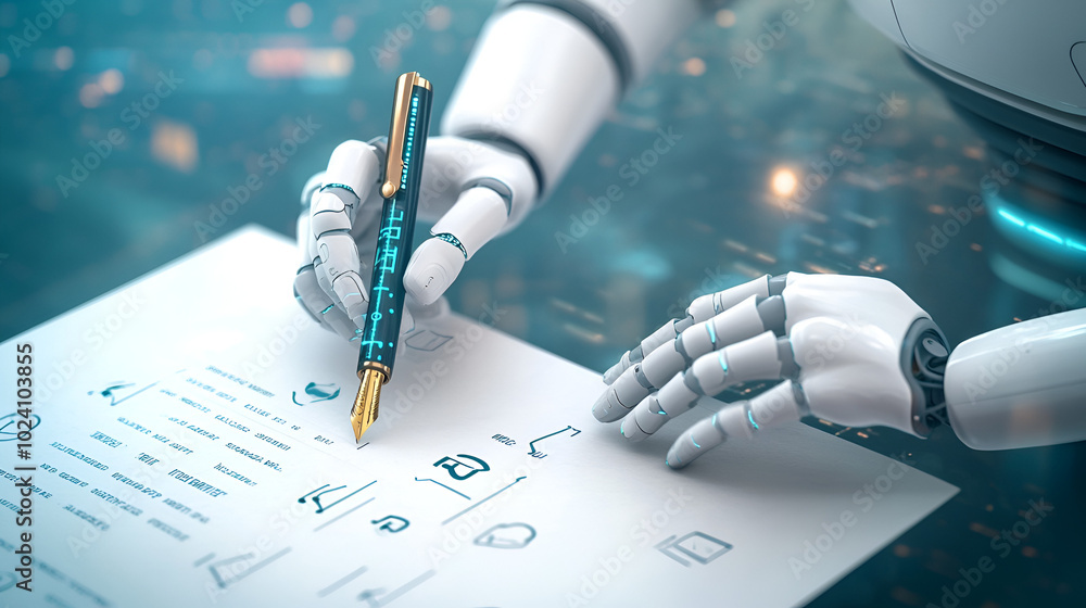 ChatGPT AI chatbot writing answers with a pen on paper, symbolizing the ...