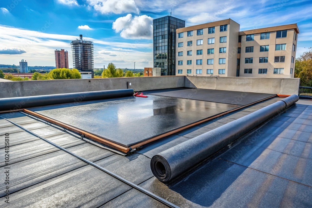 Laying and installation of roofing bituminous waterproofing of an ...