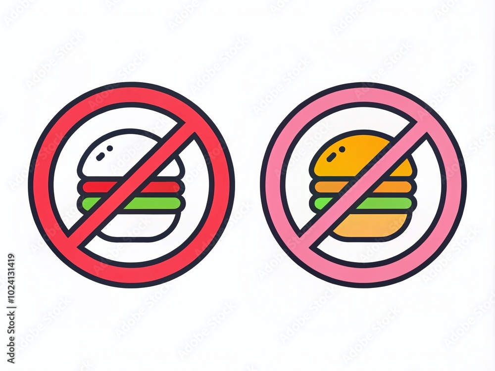 Minimalist no-eating icons designed for UI and web applications ...