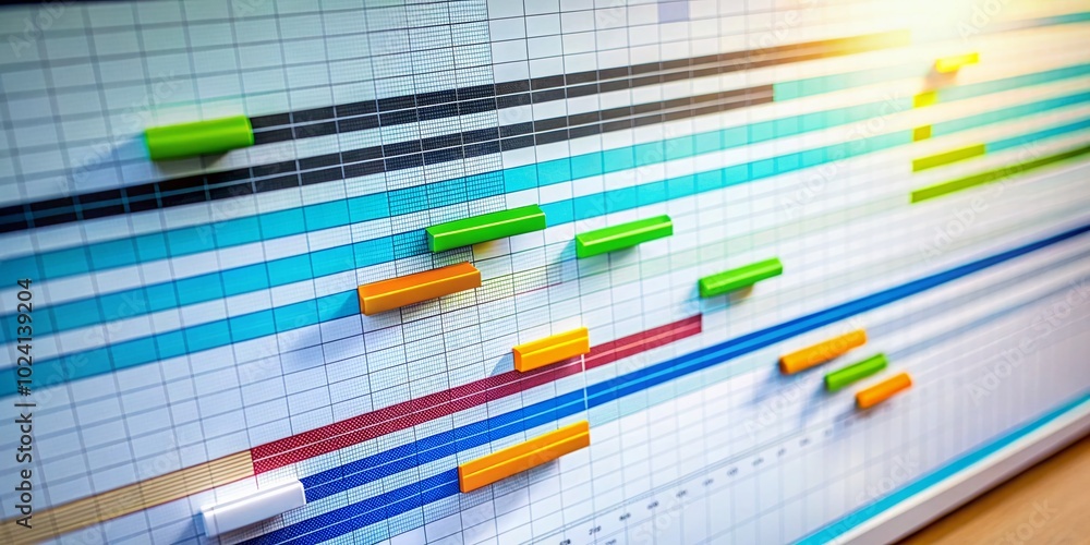 Project Timeline Gantt Chart Template with Overlay Circle Blocks for ...