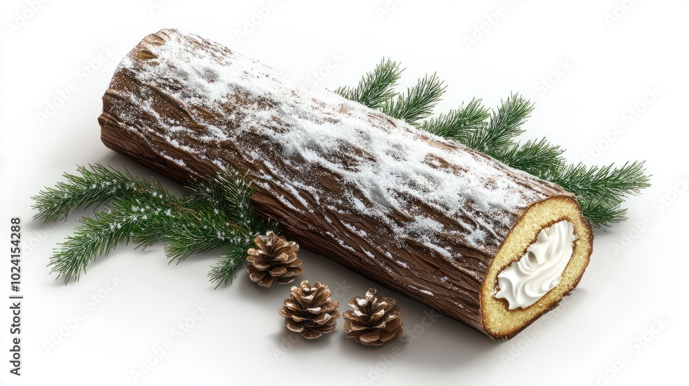 Buche de Noel. Traditional Christmas dessert, Christmas yule log cake ...
