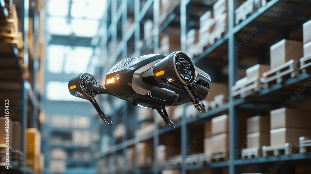 Robots Powered By Artificial Intelligence Work In Automated Warehouses Smart Drones Deliver