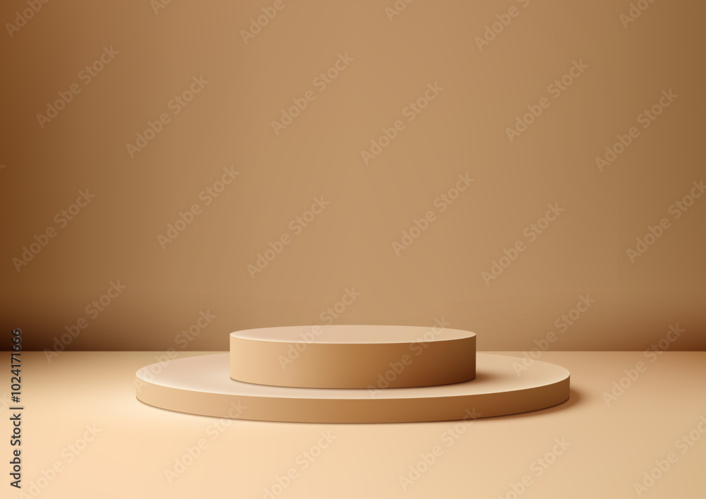 Minimalist Beige Cylindrical Podiums for Product Display, Layered ...