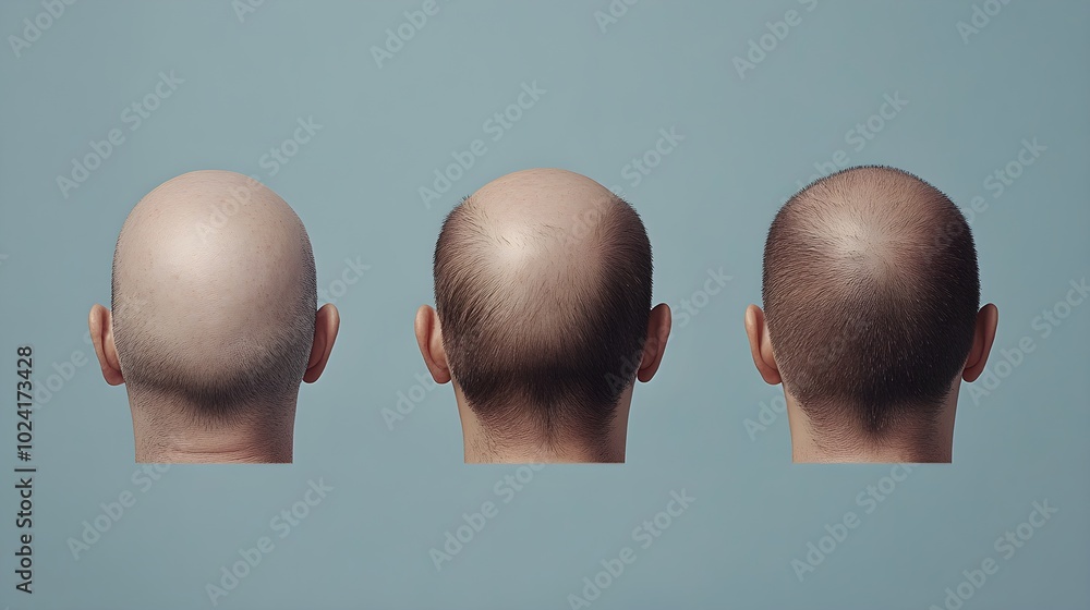 Visual time-lapse of hair recovery, transitioning from bald patches to ...