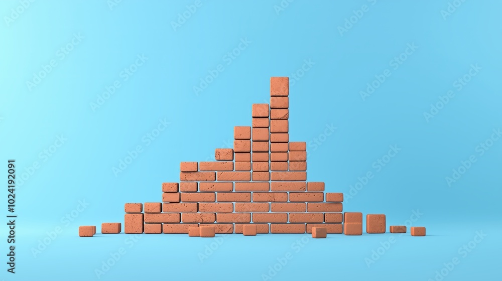 Crumbling Structure: A 3D Render of a Partially Demolished Brick Wall ...