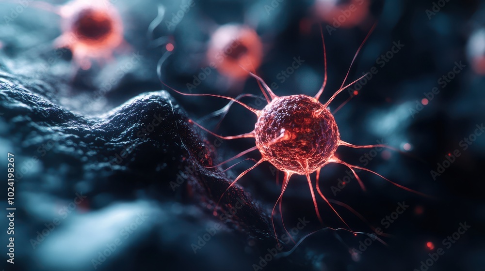Conceptual visualization of nanoparticle drug delivery, showing tiny ...