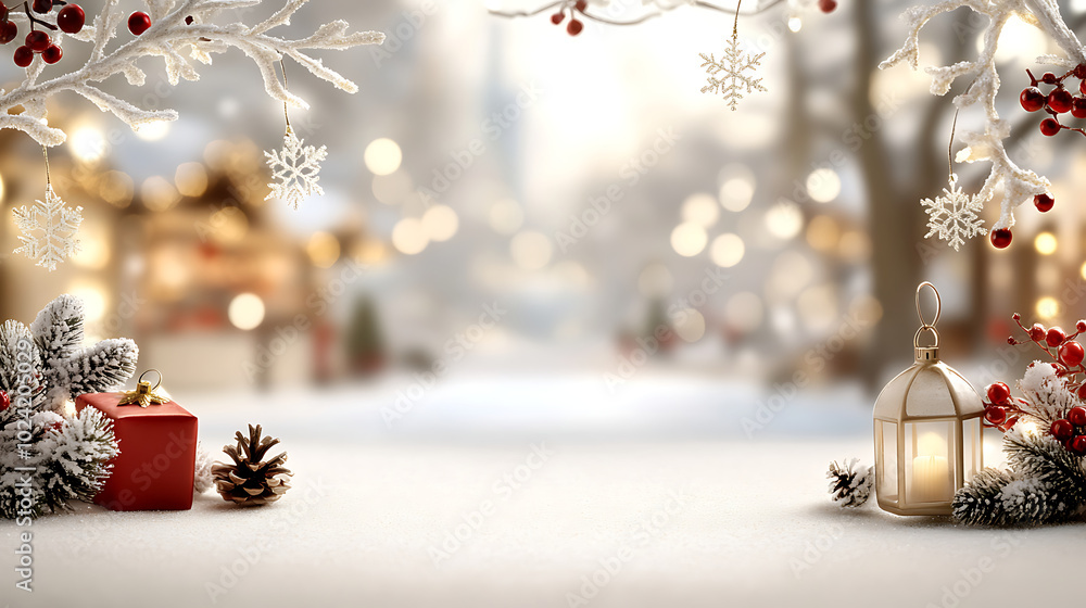 Christmas-themed travel background, showcasing festive winter streets ...