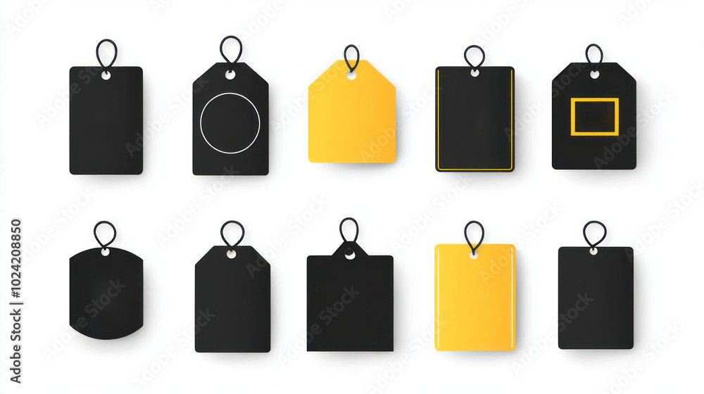 Collection of black and yellow price label tags with Black Friday ...