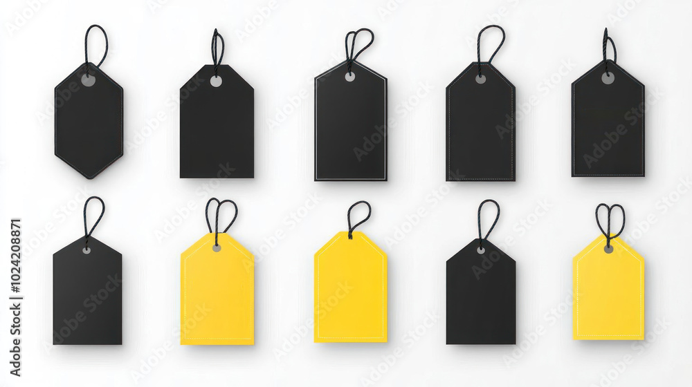 Collection of black and yellow price label tags with Black Friday ...