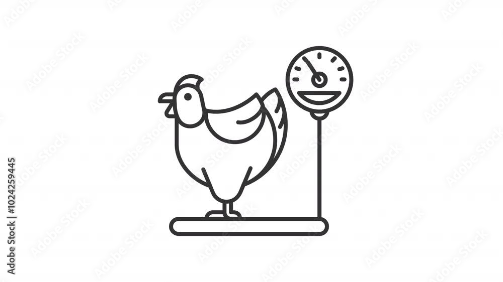 Chicken weight line animation. Brood weighing animated icon. Shaking ...