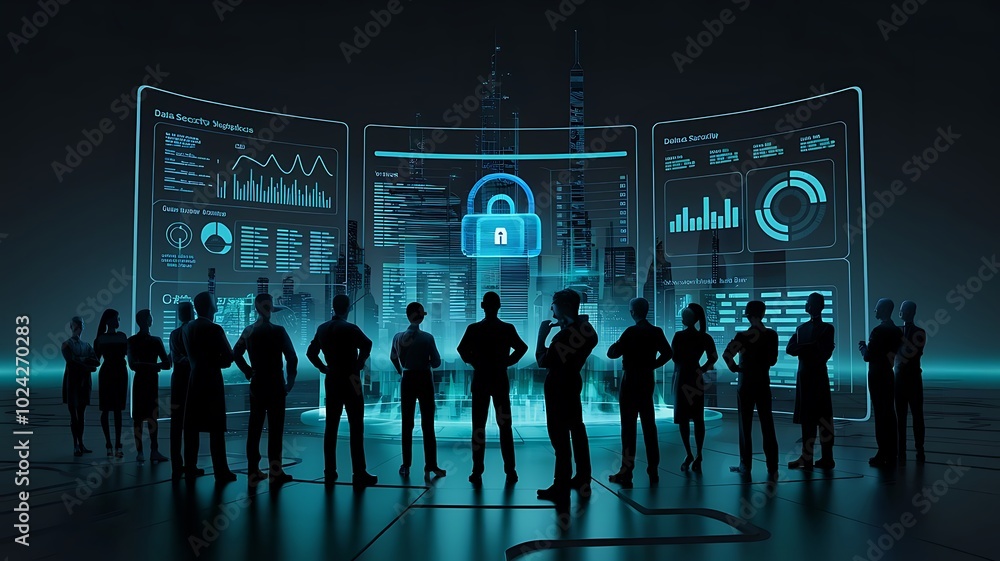 Cybersecurity Team: Silhouetted figures of a diverse team of ...
