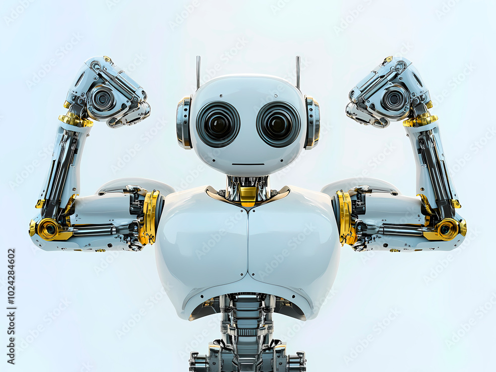 AI-Generated image of A robot with gold accents on its arms and chest ...