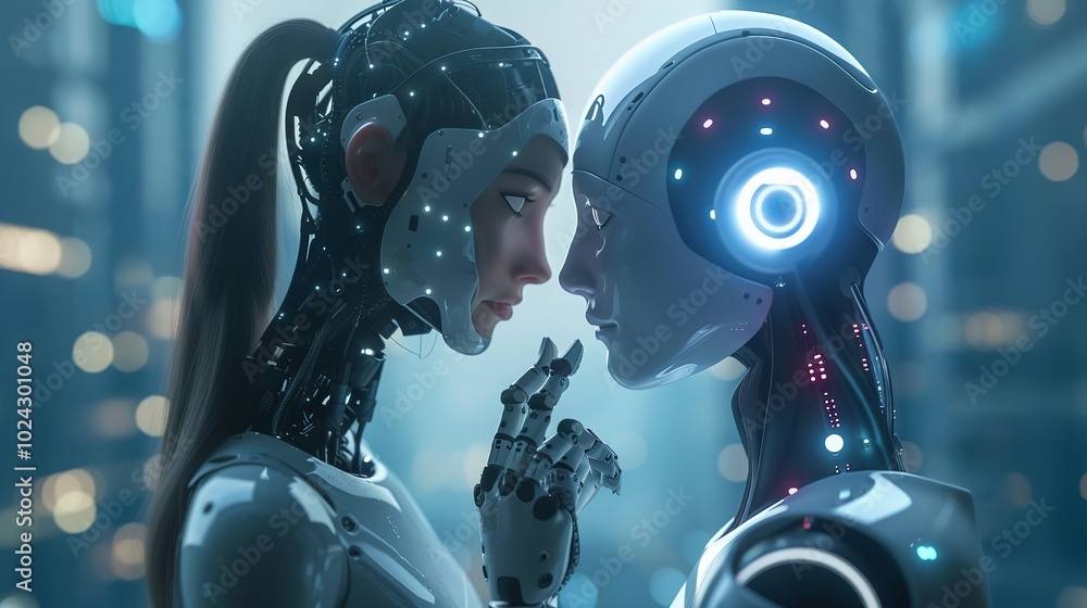 Robotics and artificial intelligence connecting and interacting with ...