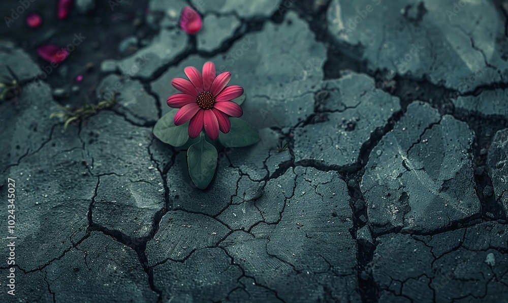The little persistent flower that emerges from damaged urban pavement ...